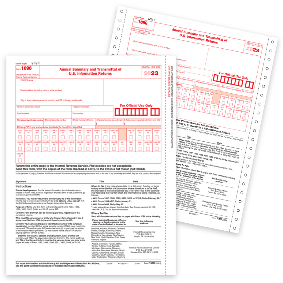 1096 Tax Forms, Summary & Transmittal of 1099 - DiscountTaxForms