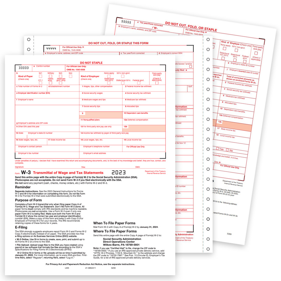 W-3 Transmittal Forms - Discount Tax Forms