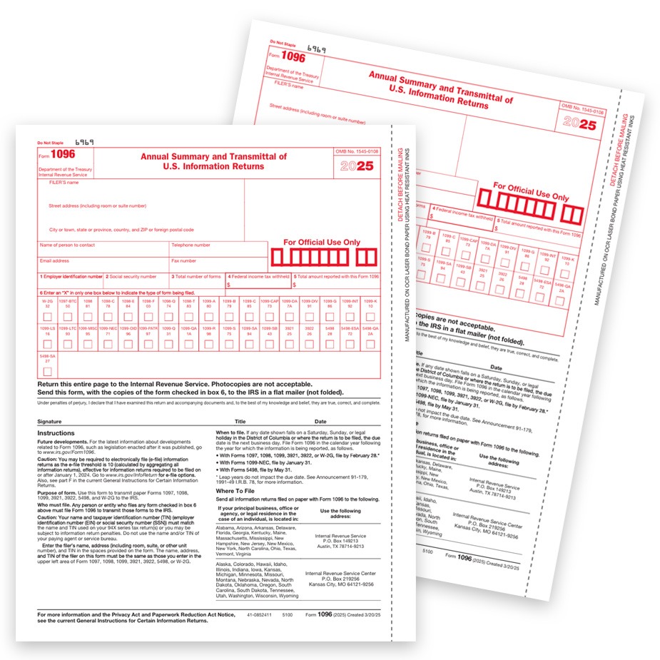 1096 Tax Forms, Summary & Transmittal of 1099 - DiscountTaxForms